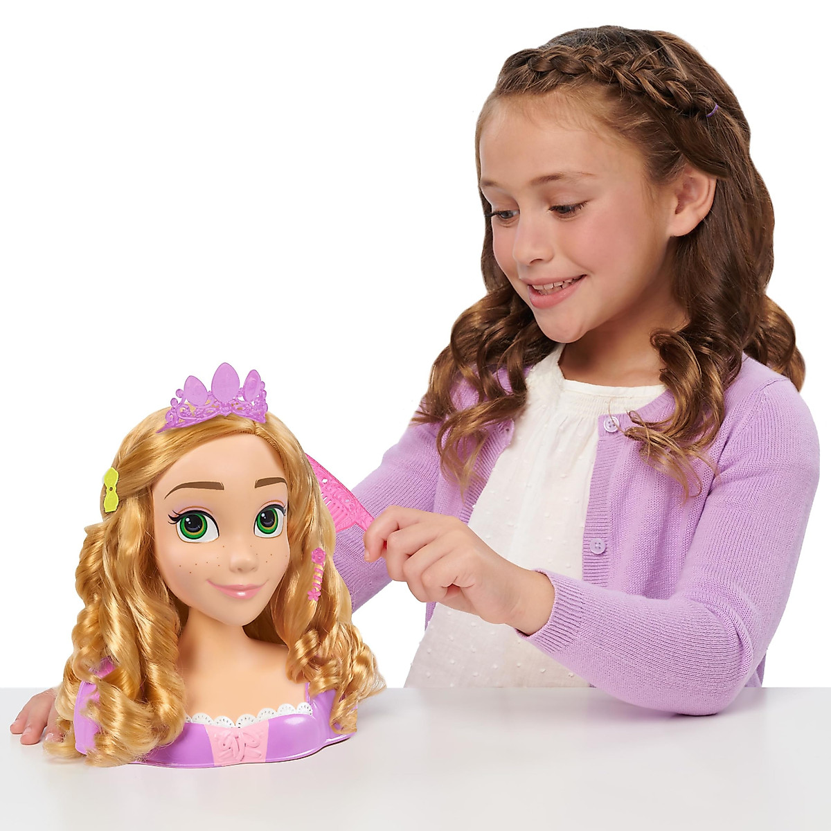 Disney Princess Rapunzel Styling Head, 14-pieces, Pretend Play, Kids Toys for Ages 3 Up by Just Play