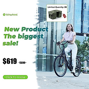 isinwheel Electric Bike U2, 26" Electric Cruiser Bike 350W Ebike, 20MPH Electric Bike for Adults, Professional 7 Speed E-Bike, Electric City Commuter Bicycle (Black)