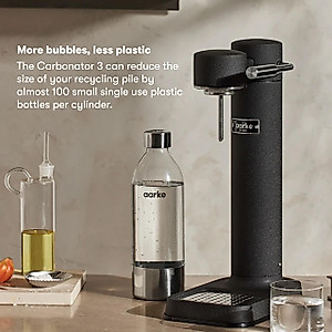 aarke Carbonator lll with CO2 Cylinder, Sparkling & Carbonation Water Machine, Stainless Steel with PET BPA-Free Reusable Bottle Volume 800 mL (Matte Black)