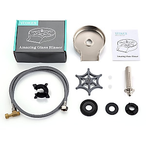 Metal Glass Rinser for Kitchen Sink - Cup Washer, Glass Washer for Sink, Glass Cup Cleaner Sink Attachment, Cup Rinser for Bar Sink, Brushed Nickel