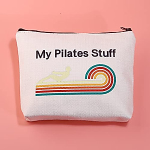 JXGZSO Funny Pilates Makeup Bag Pilates Lover Gifts My Pilates Stuff Cosmetic Pouch Bag Yoga Meditation Gift Yoga Instructor Gift