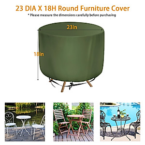 Patio Table Chair Cover Green, 23" DIA X 18"H, Outdoor Table Chair Cover,Outdoor Patio Furniture Cover Waterproof for Deck Box , Coffee Table and Chairs(Green)