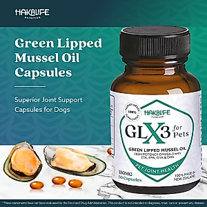 GLX3 Green Lipped Mussel Oil for Dogs | Joint & Hip Comfort Omega-3 Supplement | Ideal for All Dog Breeds and Ages | 1 Month Supply, 60 Soft Chews w/Natural Ingredients