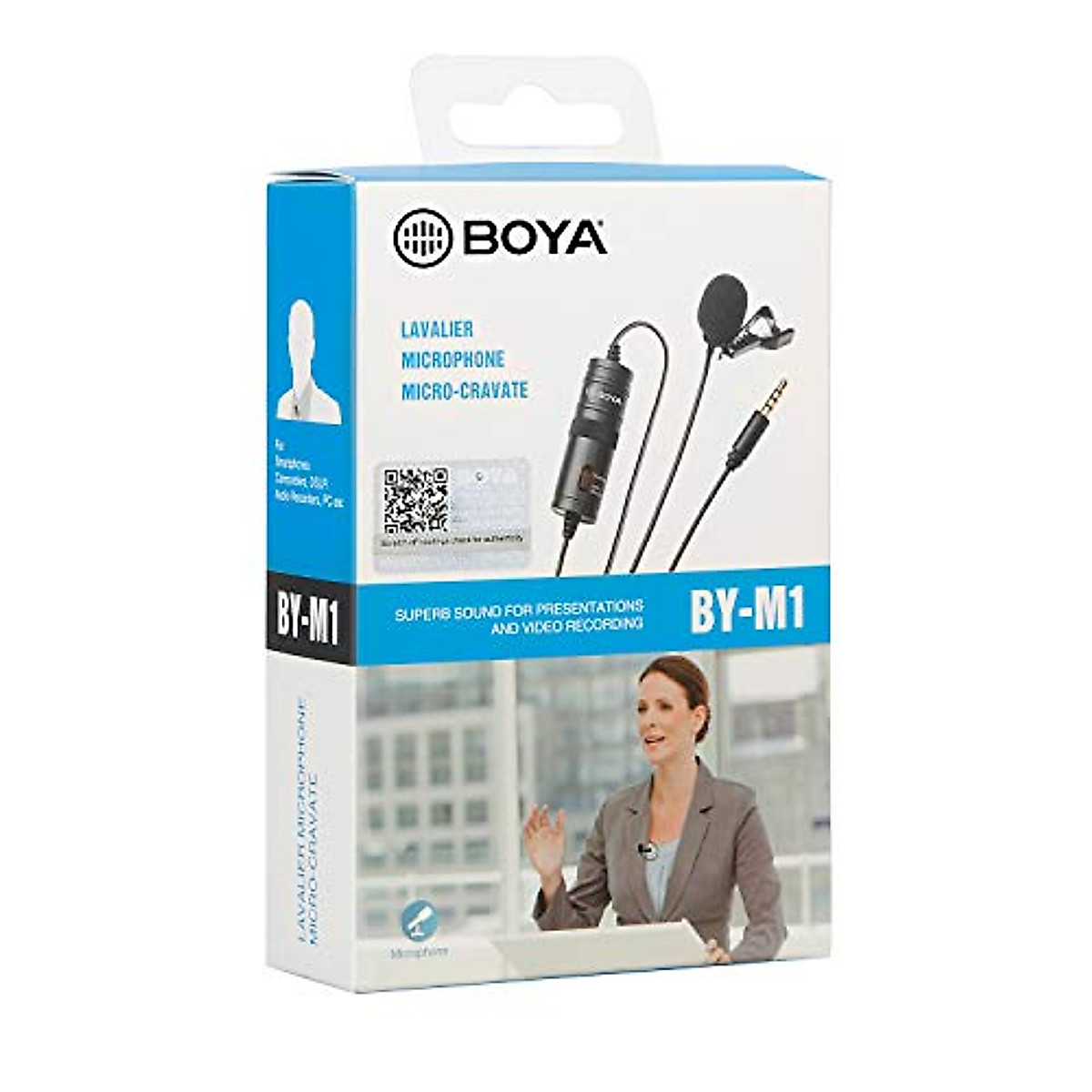 19 Feet Lavalier Microphone for Canon iPhone Podcast, BOYA Omnidirectional Condenser Recording Mic for Nikon Sony iPhone 8 8 plus 7 6 6s Plus DSLR Camcorder Audio Recorder Youtube Interview Video
