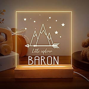 Wucidici Personalized Name Night Light with Little Explorer, Custom Name Led Lamp for Baby Kids, Brighter Made Customized Night Light Gift for Girl Boys