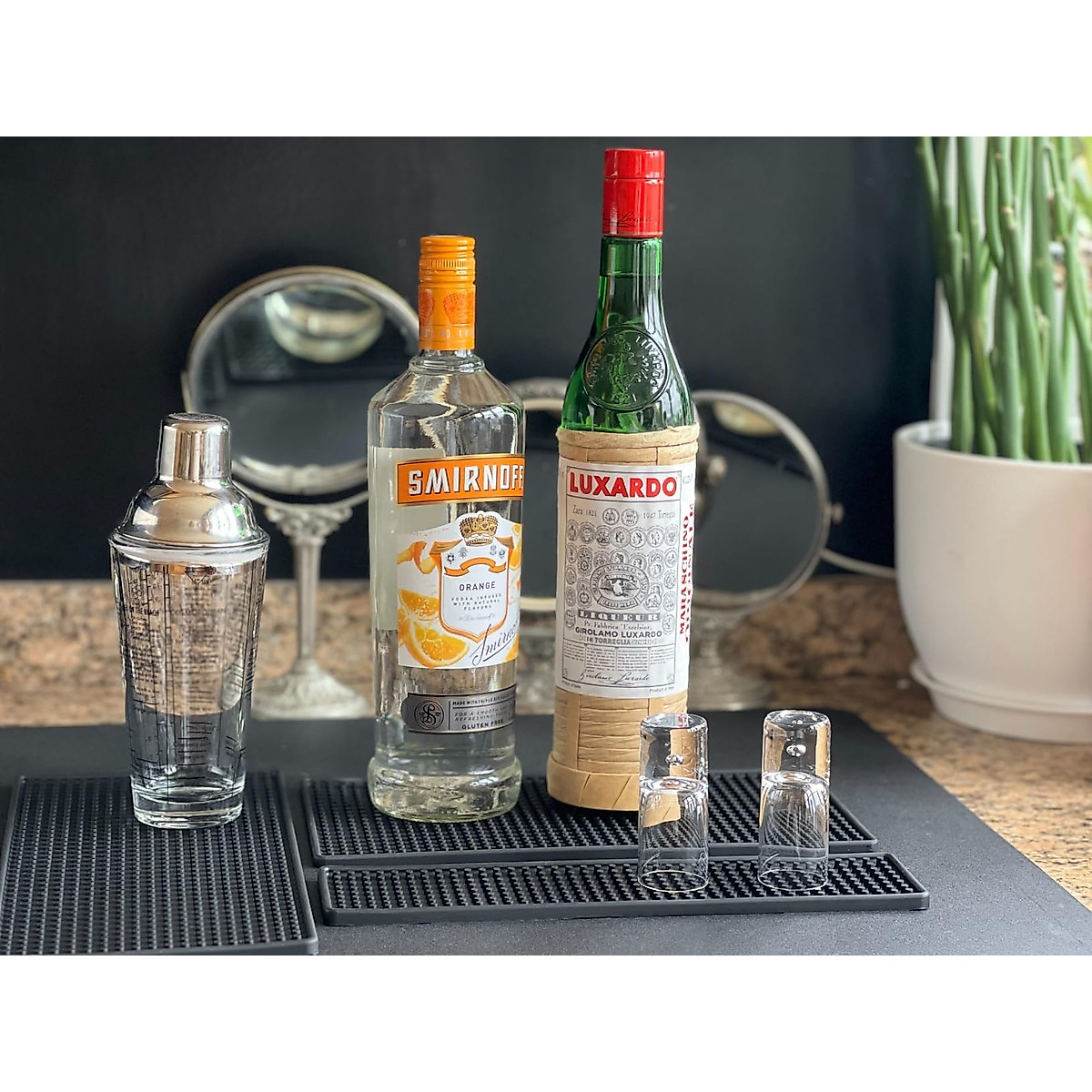 3 Pack Ultimate Small Bar Mat Set - 8mm Thick Anti-Skid Non-Toxic Rubber Bar Mat for Home Bar, Countertop, Restaurants, Coffee Bar Mat - Premium Counter Mats