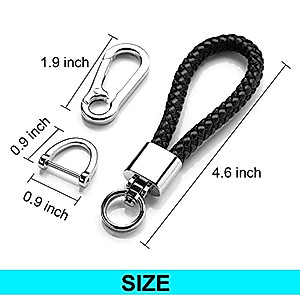 Key Chain for Car Keys Organizer Accessories with D-ring Braided Microfiber Leather Lanyard Universal Car Keychain (Black)