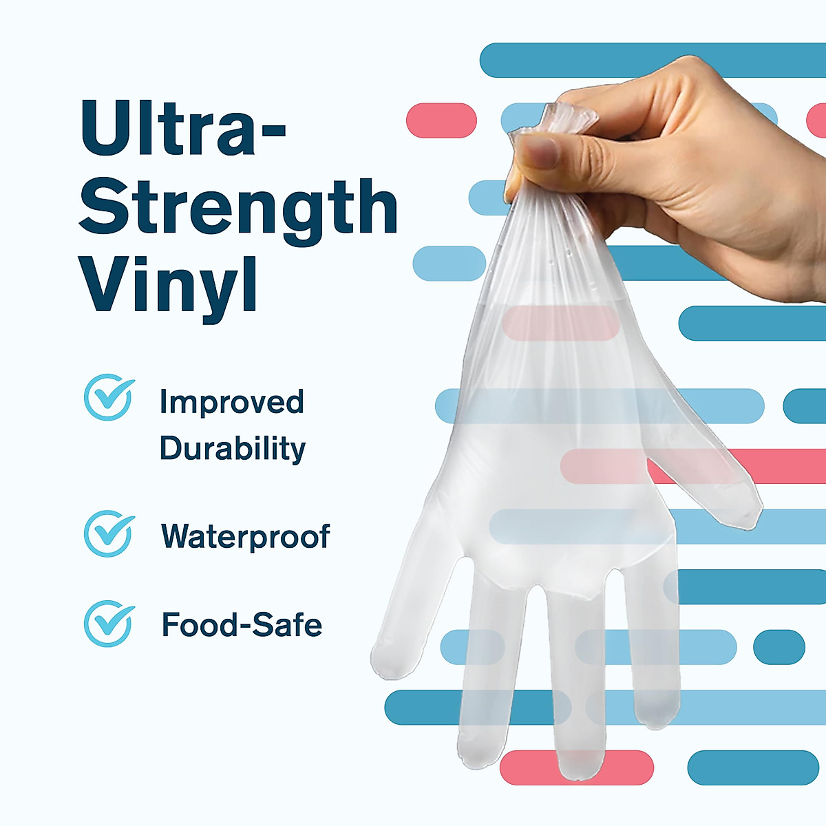 RIDEX Disposable Gloves Latex-Free Clear Vinyl Gloves [100-Count] Powder-Free All-Purpose Gloves, Dispenser Box Gloves 100 Pieces - Size Large Glove Medical