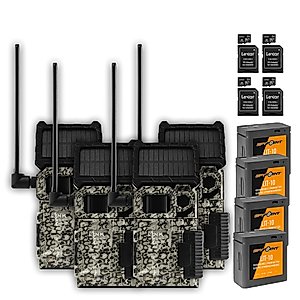 SPYPOINT Link-Micro-S-LTE Solar Cellular Trail Camera with LIT-10 Battery and Bundle Options (Link-Micro-S-LTE-V, 4 PK)