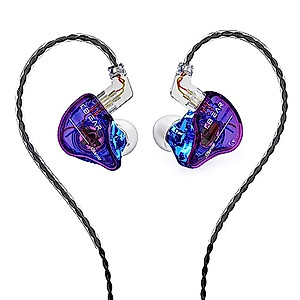 YINYOO KBEAR Storm in-Ear Monitor, 1DD Wired Earphones Professional Wired Earbuds IEM with Crystal Clear Sound, 3.5mm Plug in Ear Headphones for Musician Singer Music (Blue-Purple, Without mic)