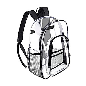 Winterlace 12 Pack 16" Clear Backpack Transparent Heavy Duty Water Resistant PVC for Sports, Stadiums, Festivals, Concerts (3 Assorted Styles)