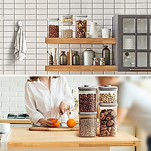 QGCVDAA 4 Pack Airtight Food Storage Containers with Lids, Pop One Button Open BPA Free Plastic Cereal Containers Storage for Kitchen Pantry Organization for Cereal, Flour, Coffee, Sugar