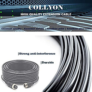 Collyon (50FT/15m) Car Video Systems,Backup Camera Cable,Backup Camera Extension CableShock Extension， AV Extension CableCCTV Rear View Camera，Car Video Extension Cable，Car Backup Monitoring System