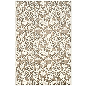 SAFAVIEH Amherst Collection 6' x 9' Wheat / Beige AMT424S Floral Non-Shedding Living Room Bedroom Dining Home Office Area Rug