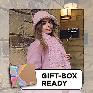 KM CHOICE ONE Scarf: Infinity Scarf, Faux Fur Shawl, Giving Shawl, Scarfs for Women Winter Warm, Shawl Wraps for Women, Gifts for Men, Christmas Gift, Soft & Fluffy Scarf in Gift Box (Black)