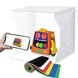 Photo Studio Light Box,Photo Shooting Tent kit,Portable Folding Home Photography Light Tent kit with White/Warm/Soft Lighting + 6 Color Backgrounds for Jewellery,Accessories,Toys and Small Items