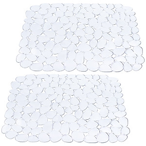 Yolife Pebble Sink Mats for Stainless Steel Sink, PVC Sink Saddle Protectors Kitchen Sink Mat for Porcelain Sink, Dishes and Glassware (Clear, 2 Pack)