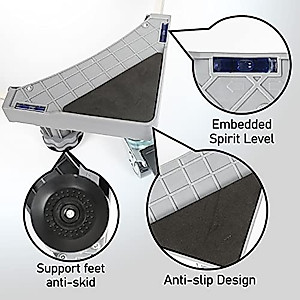 Adjustable Mini Fridge Stand Washing Machine Base, Mobile Roller Stand with 4 Locking Rubber Rotating Wheels and 4 Strong Feet, Max Load 660 lbs, for Washing Machines Refrigerators and Dryer
