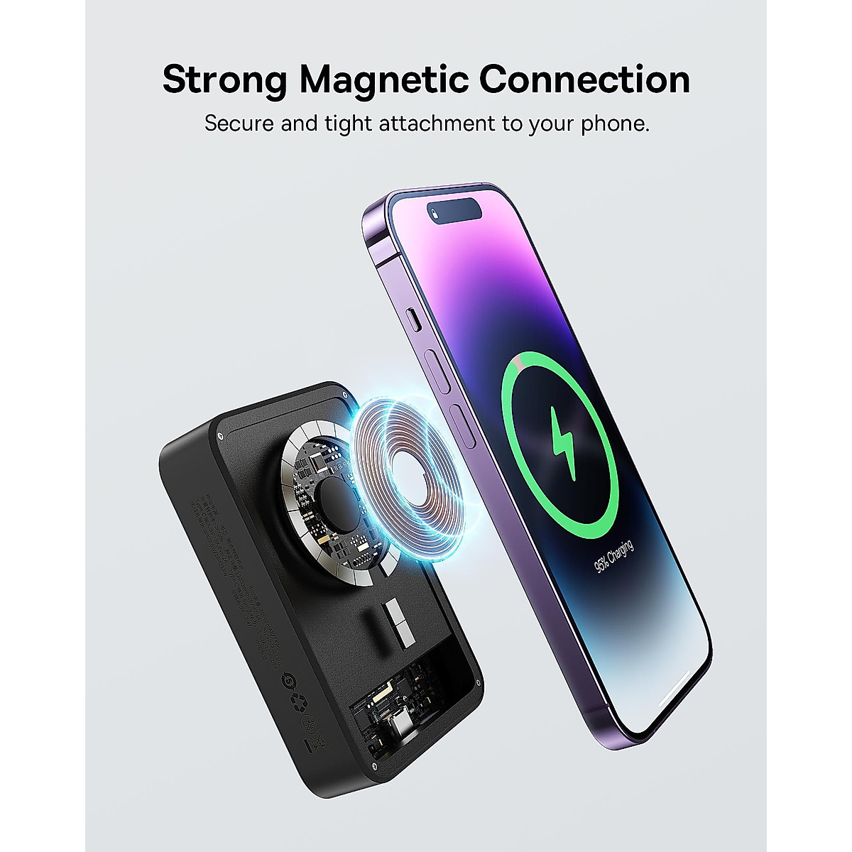 Baseus 20000mAh Magnetic Battery Pack,PD 20W Portable Charger Power Bank,Wireless Power Bank Fast Charging with USB-C Cable,for MagSafe, for iPhone 15/14/13/12 Series and AirPods 3/2/Pro