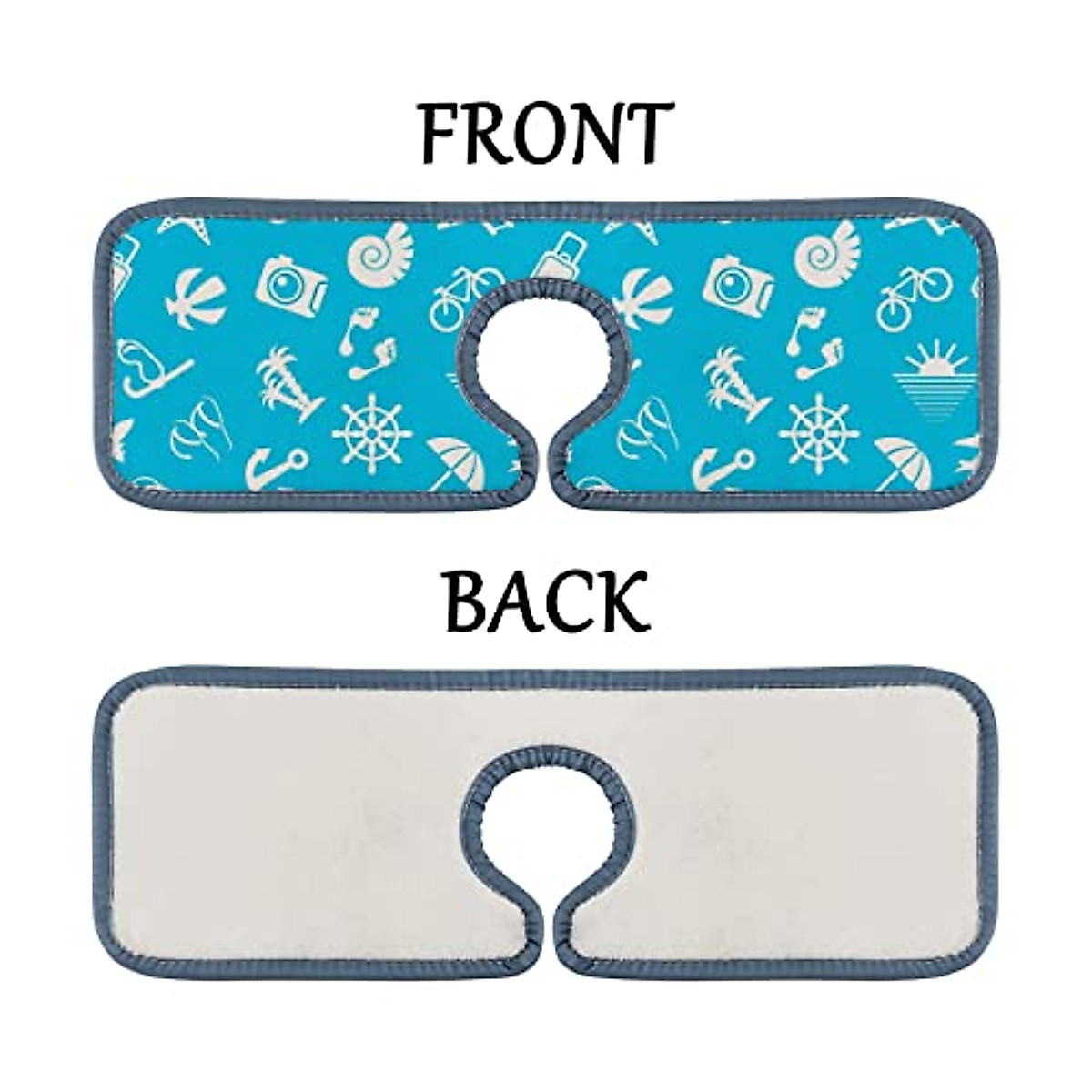 Kitchen Faucet Absorbent Mat 4 Pieces Summer Symbols Blue Faucet Sink Splash Guard Bathroom Counter and RV,Faucet Counter Sink Water Stains Preventer