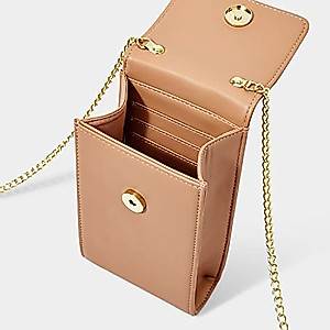 KATIE LOXTON Amy Small Womens Vegan Leather Chain Strap Mini Crossbody Clutch Handbag Purse Taupe