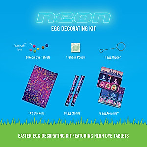 PAAS Neon Egg Decorating Kit Bundle Includes Neon Kit, 2 Whisker Egg Dippers, 5 Color Cups 1 ea