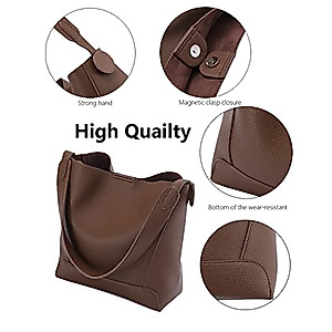 Hobo Purses and Handbags for Women Faux Leather Top Handle Shoulder Crossbody Bag Simplicity Fashion (Brown)