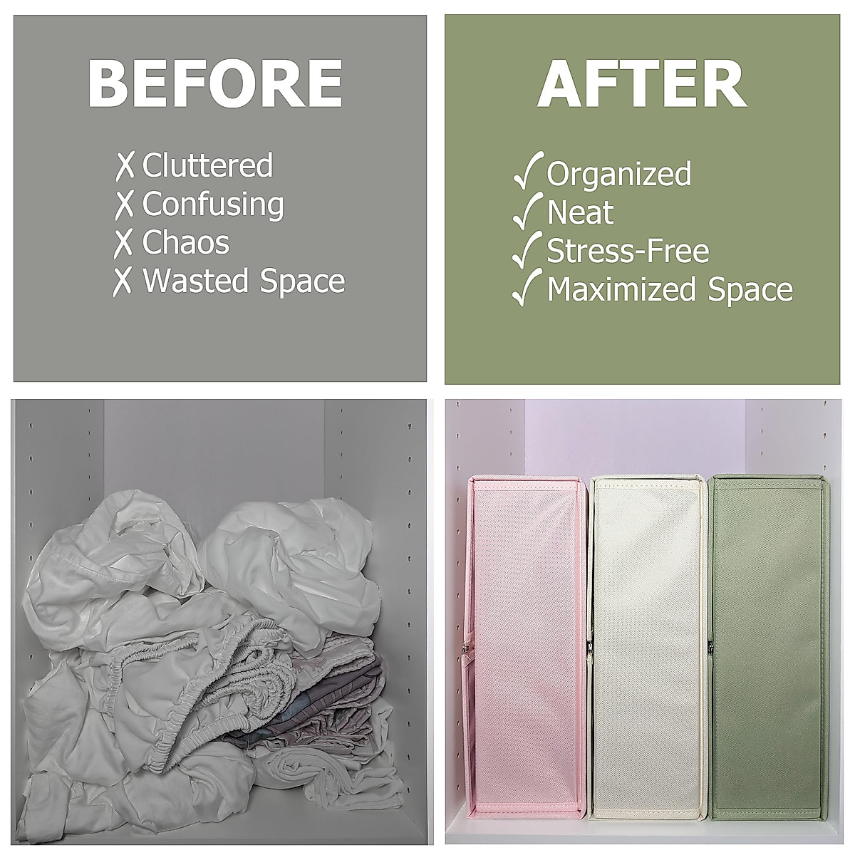 Larkspur & Poppy Sheet Organizers and Storage - Magic Fold Design for Efficient Linen Closet Organizers and Storage - Ideal Bed Sheet Organizer (Sage Green 2.0)