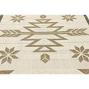 Unique Loom Outdoor Modern Collection Area Rug - Albuquerque (5' x 8' Rectangle, Beige/ Brown)