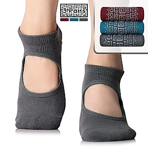unenow Non Slip Grip Yoga Socks for Women with Cushion for Pilates, Barre, Home