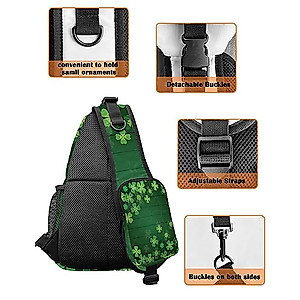 Sling Backpack, Saint Patrick'S Day Clover Green Leaf Waterproof Lightweight Small Sling Bag, Travel Chest Bag Crossbody Shoulder Bag Hiking Daypack for Women Men