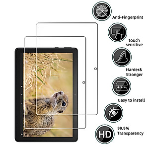 [2 pack] For Amazon Fire HD 10 2021/ Fire HD 10 Plus 2022 tempered glass screen protector, suitable for Fire HD 10 2021/ Fire HD 10 Plus.high-definition transparent shielding layer, scratch resistance