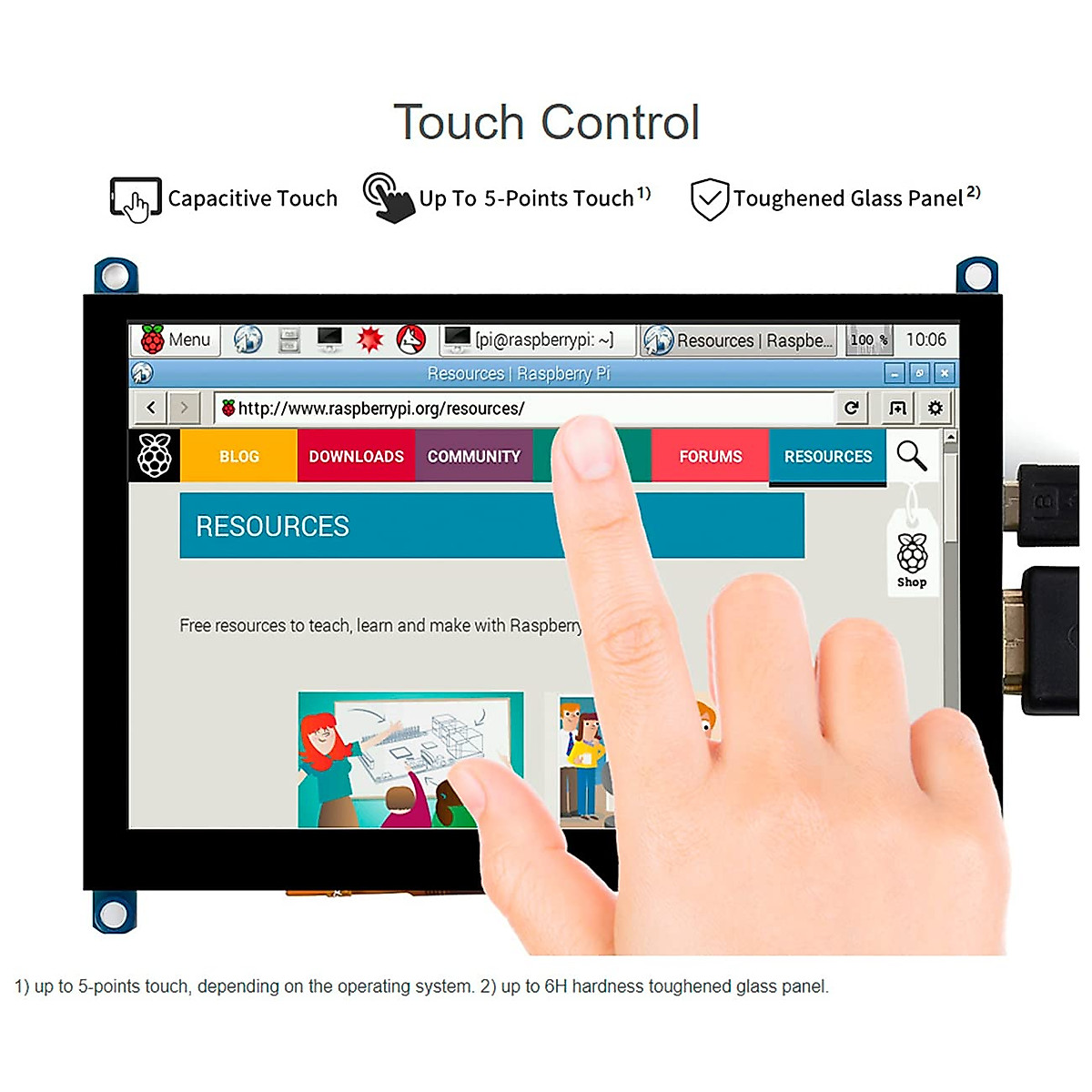 Bicool 5inch HDMI LCD Rev 4, 800x480 Capacitive Touchscreen Monitor TFT Display for All Raspberry Pi 4B/3B+/3B/Zero/Zero W/WH, Support Windows 10/8.1/8 / 7,5-Points Touch Driver Free Toughened Glass