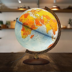 Waypoint Geographic Lugano Globe, 12" Illuminated Blue Ocean-Style Globe, Up-to-Date Globe, Reference Globe, Decorative World Globe For Home and Office Decor