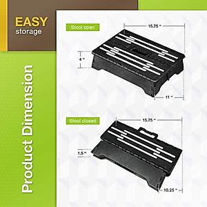BodyHealt Step Stool - Portable Step Stool for Seniors, Adults & Children. One Step Stool with 4 Inch Lift & Non-Slip Wide Step Platform. Fold Up Step Stool for Bed & Bath. Car Step Stool for Elderly