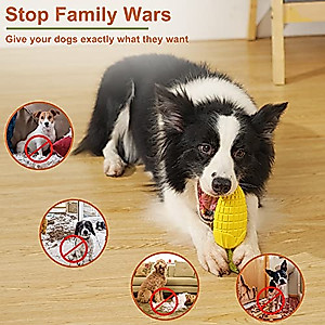 PETSTA Squeaky Dog Toys for Aggressive Chewer Large Medium Small Breed Dog, Tough Durable Dog Chew Toys with Non-Toxic Natural Rubber for Teething (Corn-Eggplant-Radish)