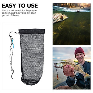 LIOOBO Fishing Bag Fish Collection Bag Nylon Fishing Net Fishing Basket Mesh Fish Fin Snorkel Net Bag Fish Cage Fishing Keep Net with Storage Bag for Fishing Gear 1Pc Black