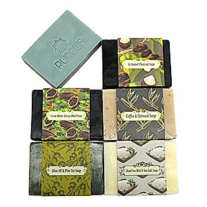 Purelis Mens Soap Bar Gift Set. Set of 6 Aromatherapy, Moisturizing Soap Bars. Natural. Organic Ingredients. Deep Cleansing, Repairs Skin. Handmade Face, Hand, Body Soap for Men. Sulfate Free!