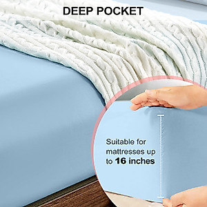 FreshCulture Full Fitted Sheet Only - Hotel Quality Fitted Sheet Full Size - Ultra Soft & Breathable - Brushed Microfiber - Deep Pocket - Cooling Fitted Sheets for Full Size Bed (Light Blue)