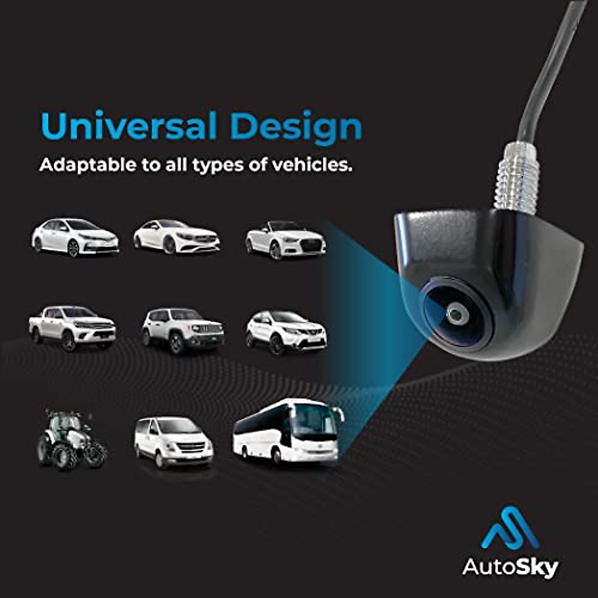 AutoSky Back up Camera Metal OEM Style housing Rear View Camera IP69 Waterproof Night Vision HD and Ultra Wide Angle Backup Camera for Car Backup Camera for Truck Car SUV RV or Van