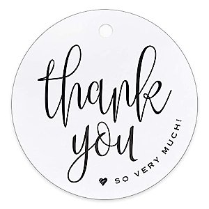 Bliss Collections Thank You Gift Tags, Heart Script, Thank You So Very Much Gift Tags for Weddings, Bridal Showers, Birthdays, Parties, Baby Showers, Wedding Favors or Events, 2.5"x2.5" (50 Tags)