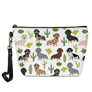 Mumeson Lightweight Portable Travel Cosmetic Bag Tropical Dachshund Make Up Toiletry Organizer Bag