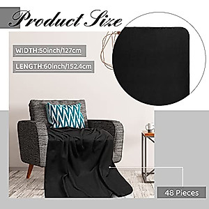 48 Pcs 50 x 60 Inch Fleece Blanket Bulk Black Throw Blankets Solid Polyester Microfiber Blankets Soft Cozy Pet Friendly Blanket for Wedding Favors Home Bed Sofa Office Travel Camping Outdoor Homeless