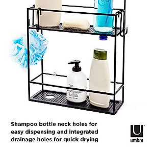 Umbra 023461-040 Cubiko Shower Caddy, Black Metal Shower Caddy Over the Shower Head