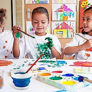 Fivtyily Portable Collapsible Paint Brush Washer with Brush Holder Silicone Washing Bucket for Watercolor Acrylic Oil Painting (Blue)