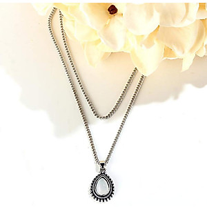 Aimimier Bohemia Layered Opal Choker Necklace Gemstone Necklace Teardrop Necklace Opal Gem Charm Pendant Necklace Gemstone Statement Jewelry for Women