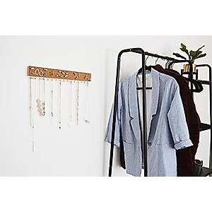 Stud Earring Organizer Hanging Holder with Cork Board - Wall Mount Jewelry Organizers - Necklace Display Rack - Mounted Cork Jewelry Display - Storage Hanger for Necklaces and Stud Earrings