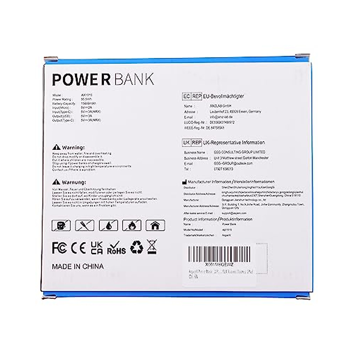 AsperX, Power Bank, 15000mAh, 2-Pack, Rechargeable Battery Pack for Heated Vest, Jackets, USB-C Out and in, Dual USB A, External Battery Pack for iPhone, Samsung, Android, and More