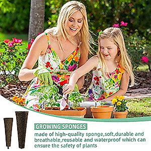 Feyut 30 Pack Grow Sponges, Replacement Root Growth Sponges Seed Pods Compatible with AeroGarden, Seedling Starter Sponges Kit for Hydroponic Indoor Garden System with 10pcs Plant Labels 1pcs Tweezer