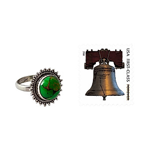 NOVICA Artisan Handmade .925 Sterling Silver Cocktail Ring Green Composite Turquoise Reconstituted India Greenery Bollywood 'Verdant Promise'